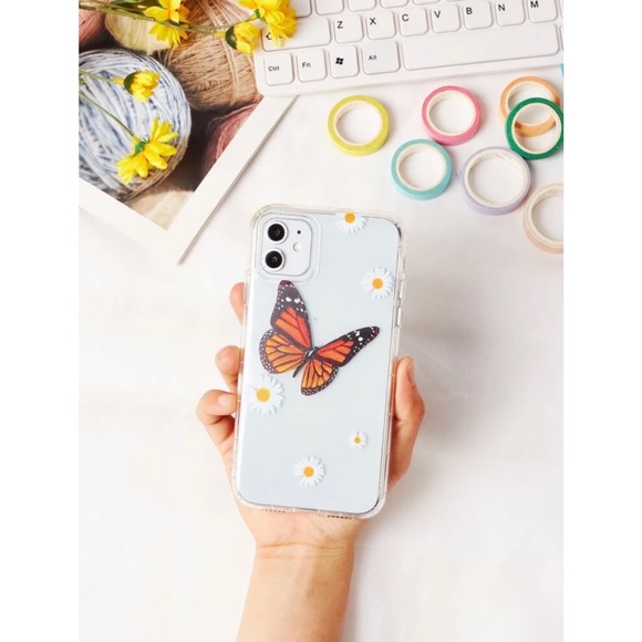 SHEIN | Accessories | Butterfly Daisy Clear Iphone 1 Pro Max Case ...